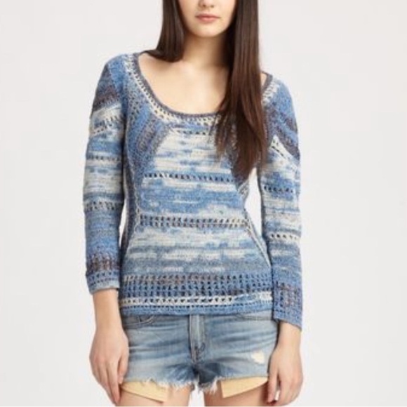 rag & bone | Sweaters | Rag Bone Jasmine Bluebird Crochet Open Knit ...